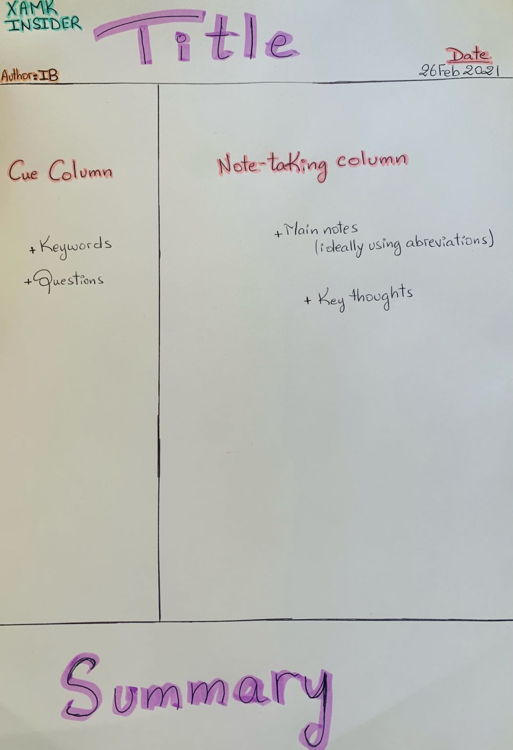 Cornell method: All what you need for an effective note-taking - INSIDER